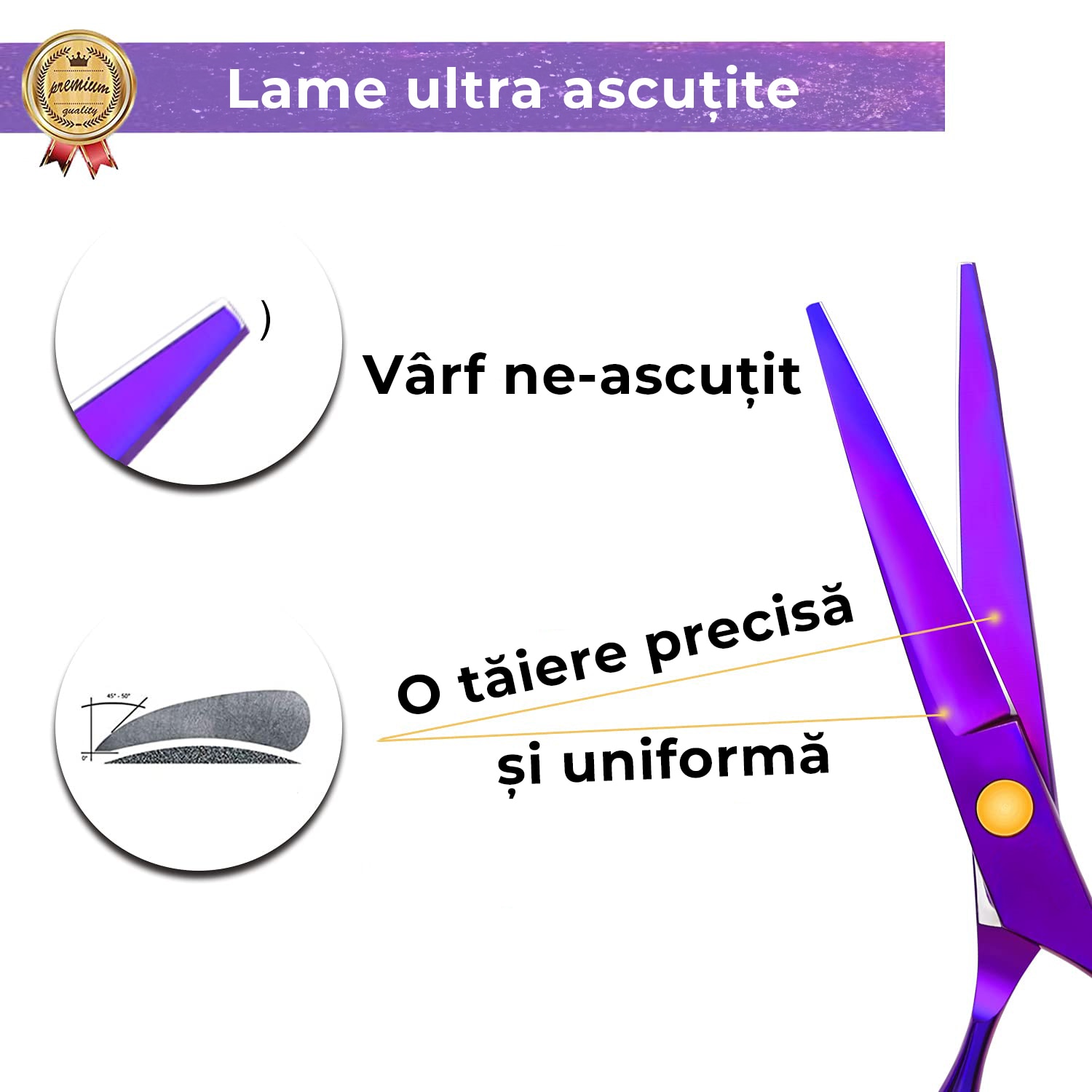 Foarfece profesionale de tuns si filat, Regal Bliss ®, pentru frizerie ...