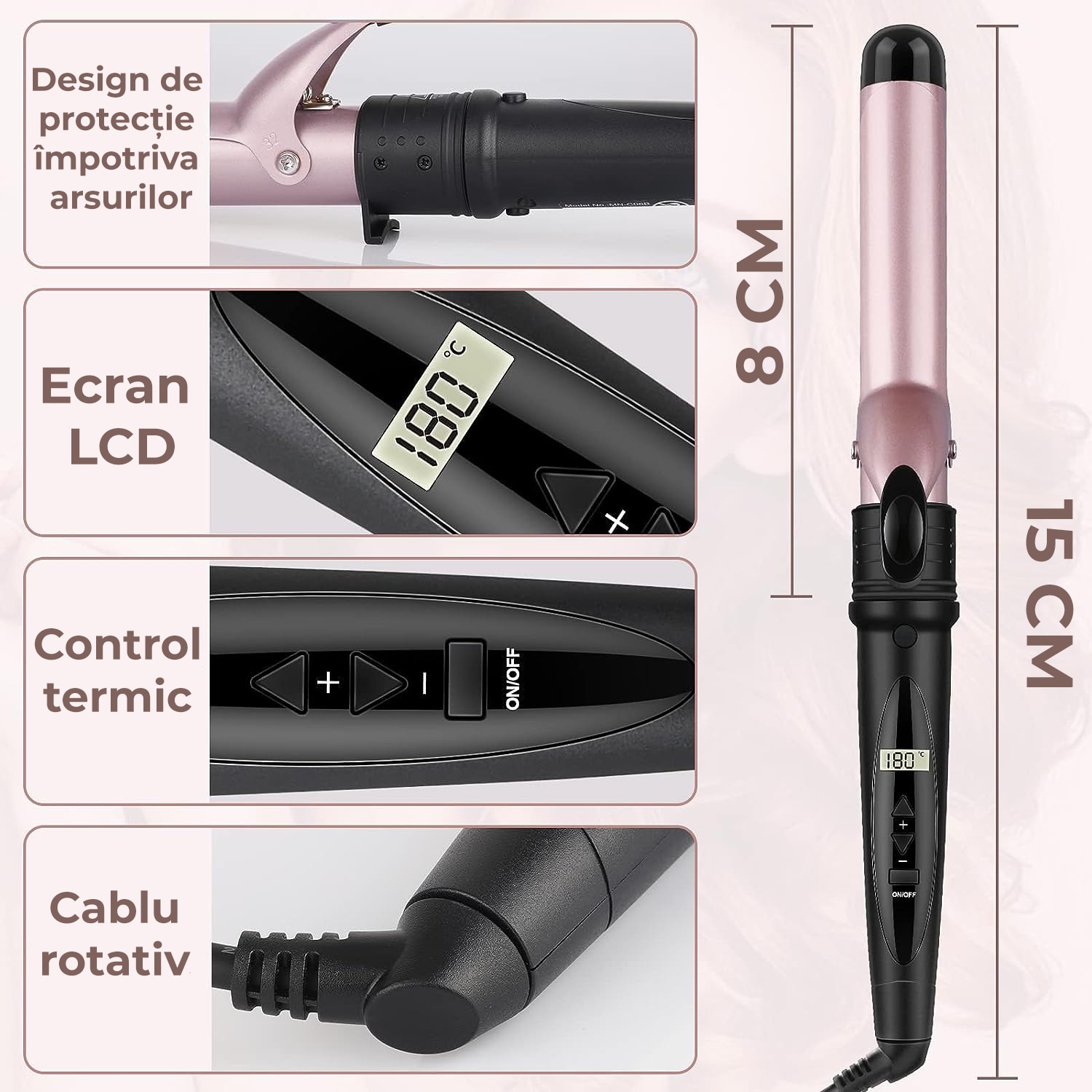 Ondulator de par pentru bucle, invelis ceramic, protectie avansata ...