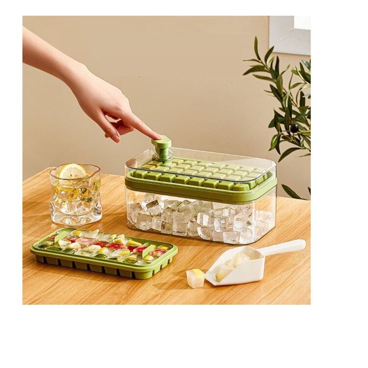 Forma blocuri de gheata Stuffix®, din Silicon, 64 de grile, Verde - eMAG.ro