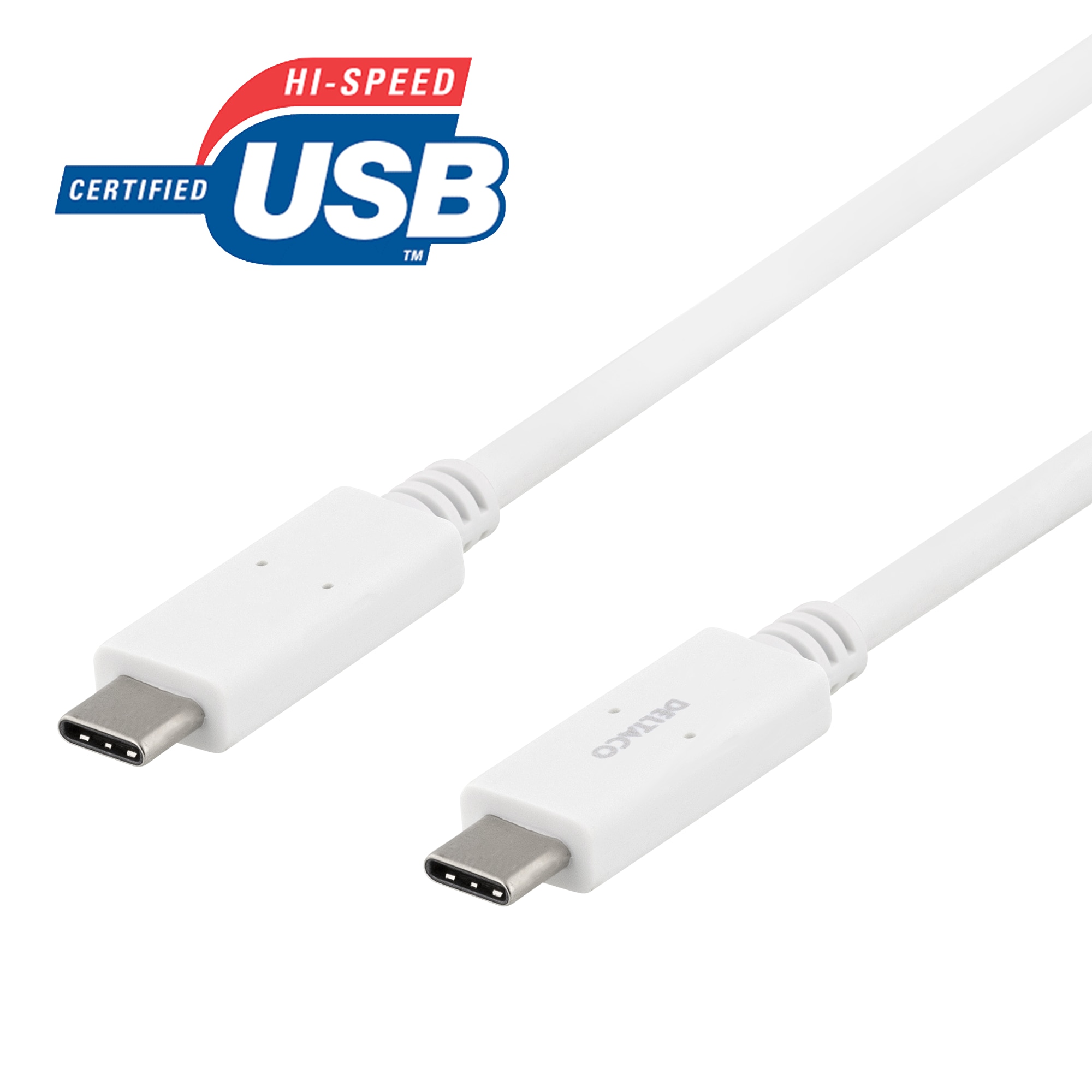 Deltaco кабел за данни и зареждане, USB-C към USB-C, 5A, 5Gbit/s, USB ...