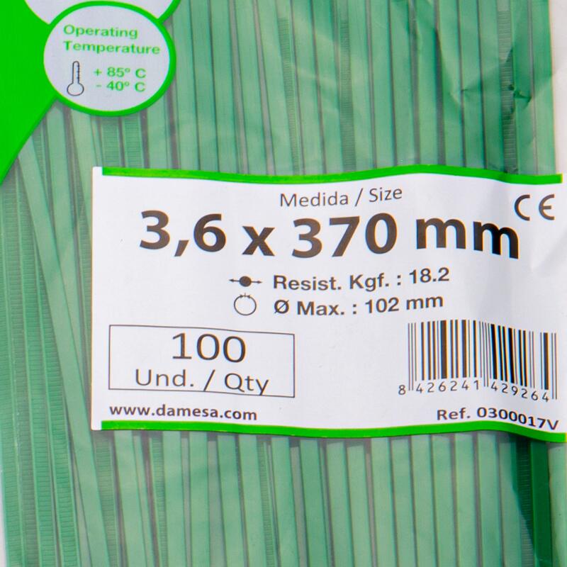 Set 100 coliere plastic 370x3.6mm, verzi, 300017V Damesa - eMAG.ro