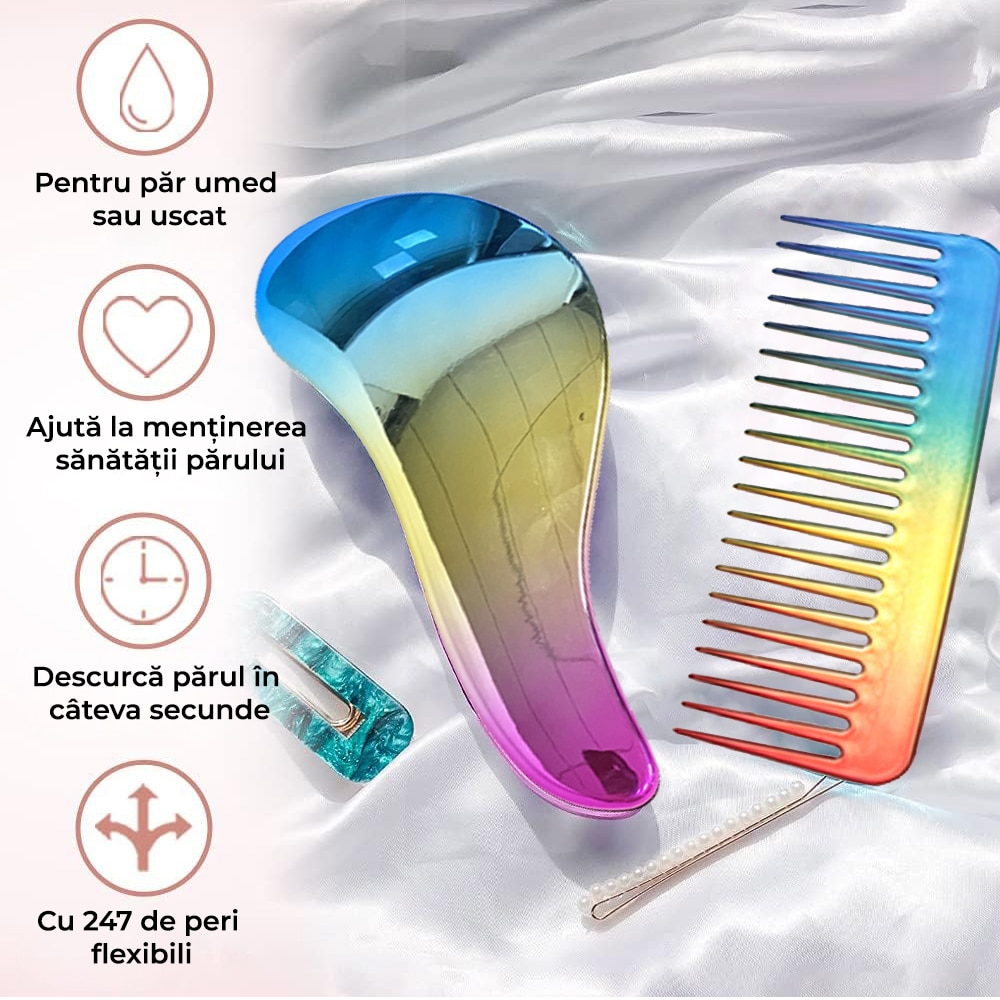 Perie si pieptene de par cu dinti rari pentru descurcarea si netezirea ...