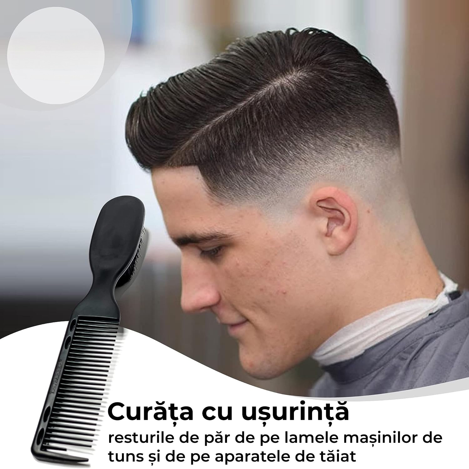 Perie profesionala cu pieptene, 2 in 1 frizerie si coafura, pentru ...