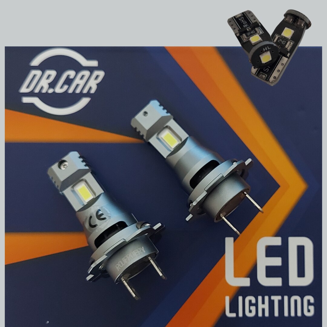 Set 2 becuri Soare® K7 H7 LED, 100w/set, 16000LM, 1:1 cu halogen CAN, cu ventilator inclus ...