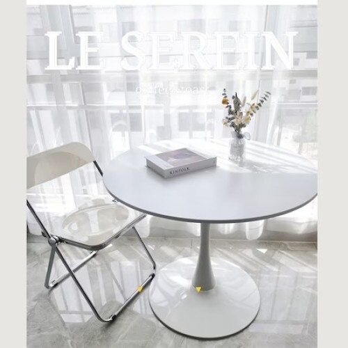 Masa auxiliara dinning/bucatarie cu blad MDF si baza metal, rotunda ...