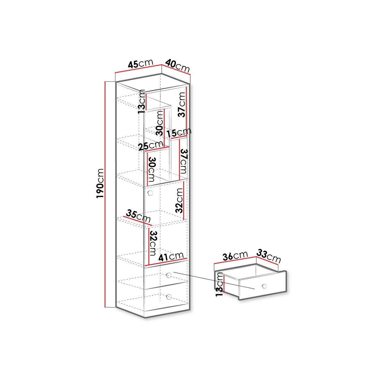 Raft Peluga PL05 Mirjan24,45x190x40 cm, stejar /alb/gri - eMAG.ro