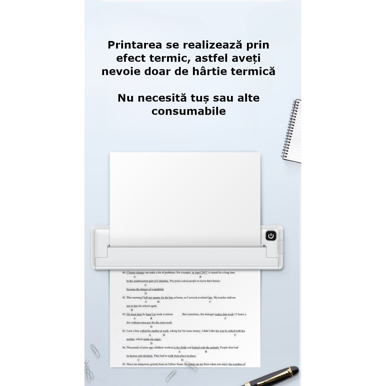 Imprimanta termica, model ultra portabil, de dimensiuni reduse, fara ...