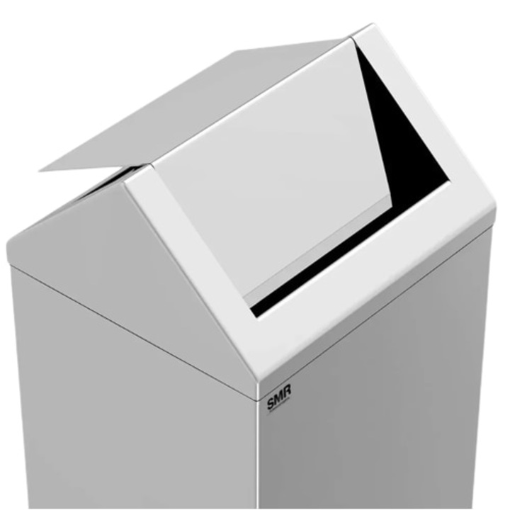 Cos gunoi din inox dreptunghiular cu capac batant 80 litri Crom SMR ...