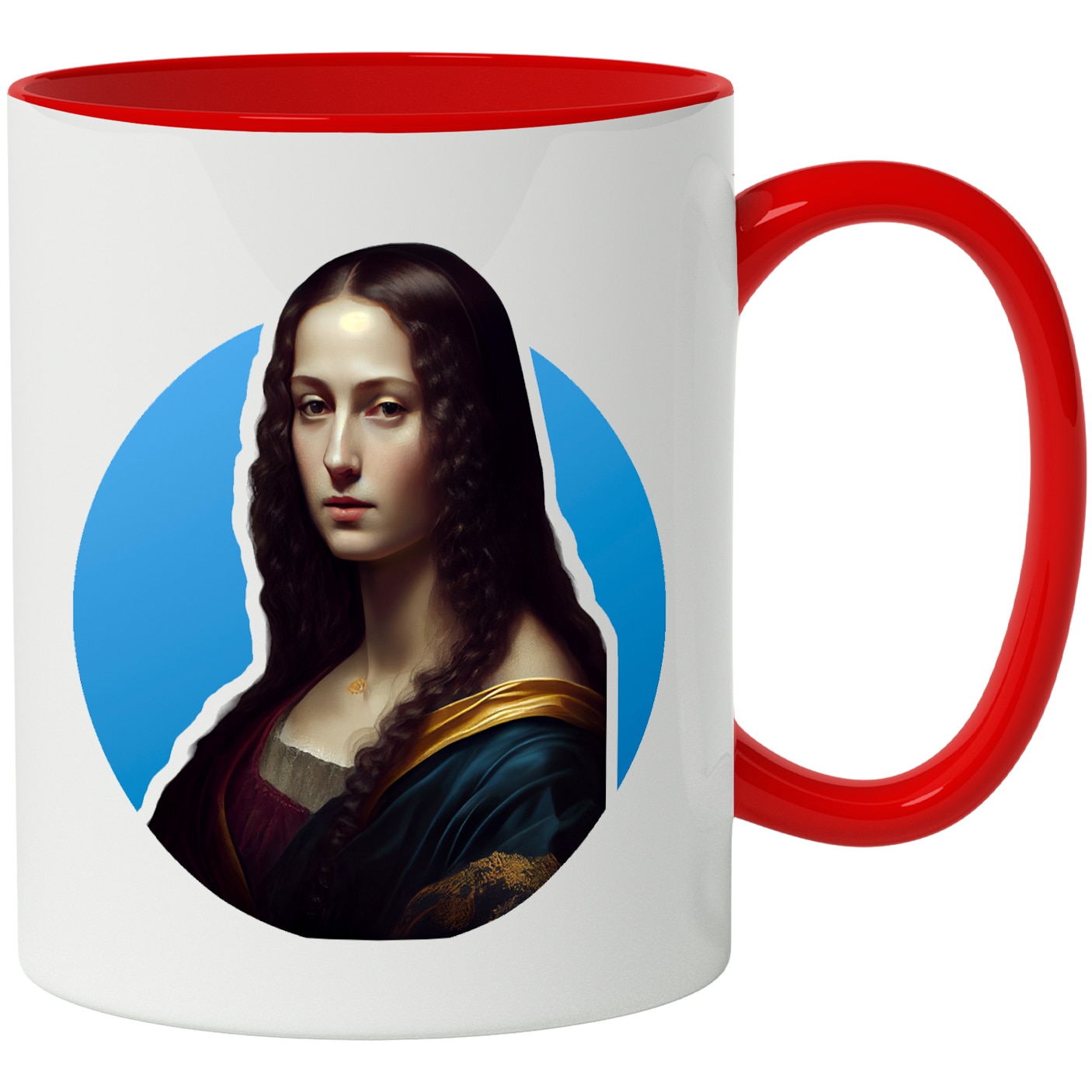 Bögre portréval, Mona Lisa, Híres festmény, Nő, Reneszánsz, Többszínű ...