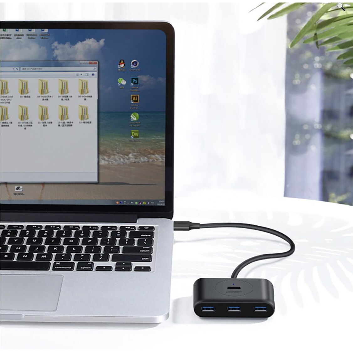 Usb 3 0 5в1 хъб с 4x Usb 3 0 порта и 1x Type C порт 25 см черен