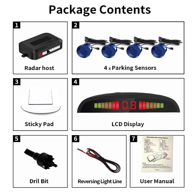 Senzori Parcare Auto SUPER TRENDS®, Kit 4 Receptori, Display LED ...