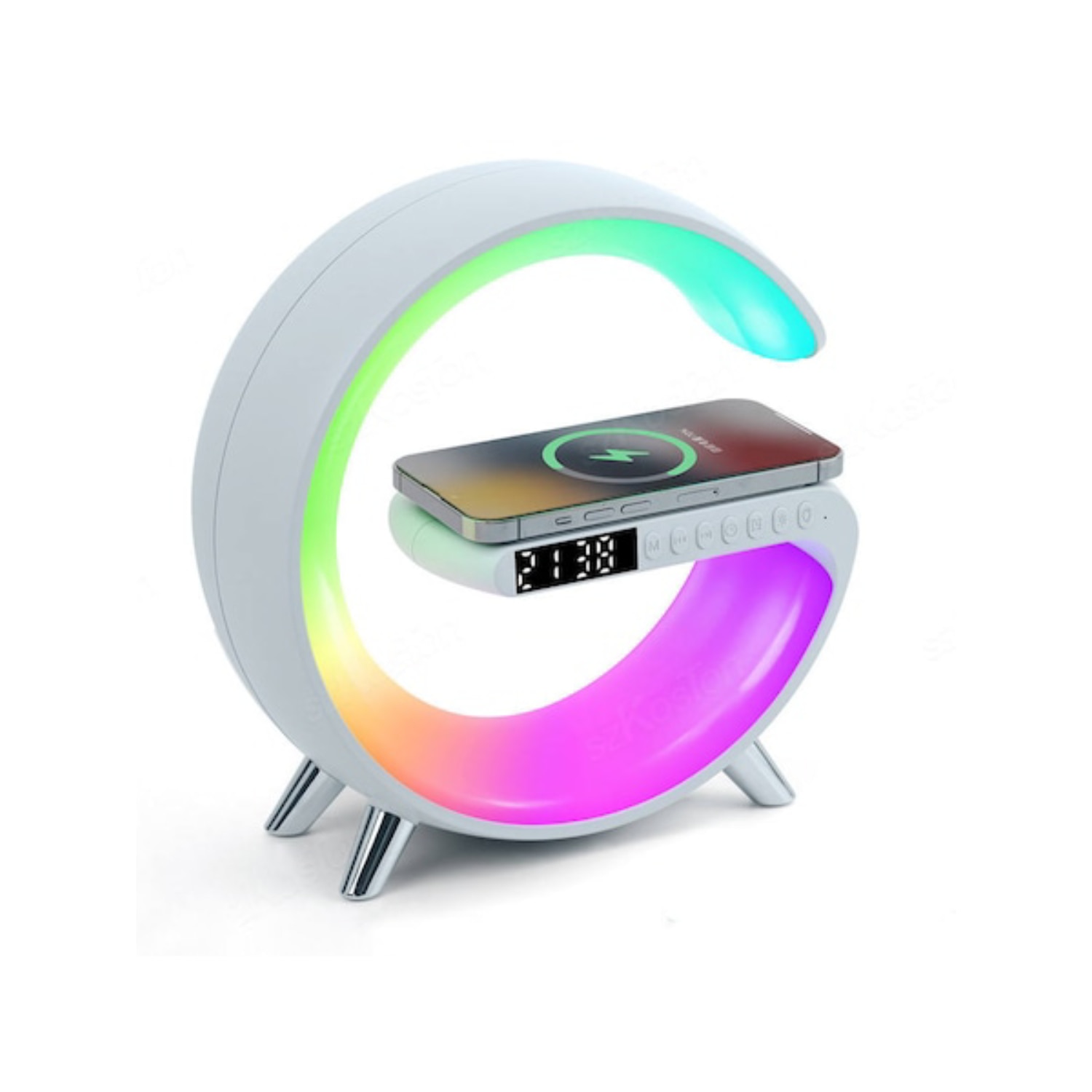 Vezeték nélküli LED okoslámpa, napkelte funkció, óra kijelző, vezeték ...