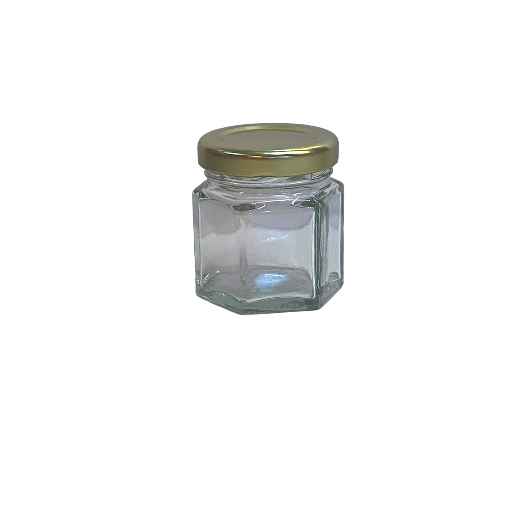 Set 10 borcane hexagon din sticla cu capac auriu, 45 ml - eMAG.ro