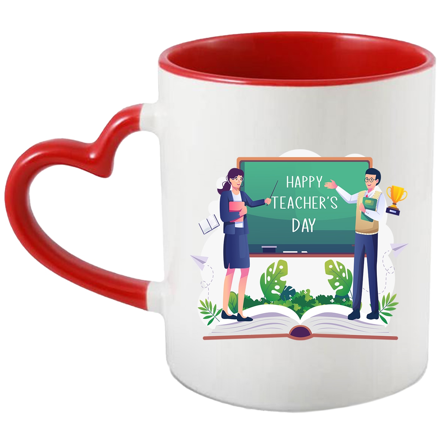 Cana Cu Mesaj In Engleza Happy Teacher's Day, Tabla, Trofeu, Carte ...