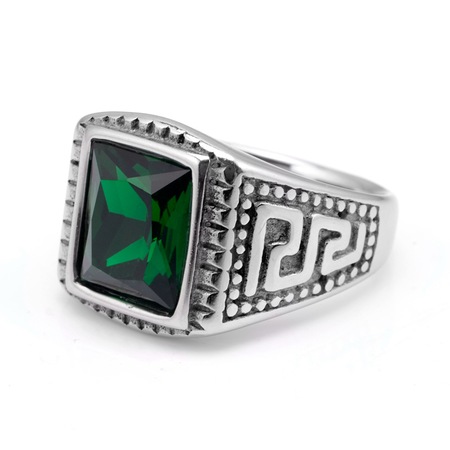 Inel inox cu zirconiu verde, BeSpecial, ILA018_182, Diametru 18,2 mm ...