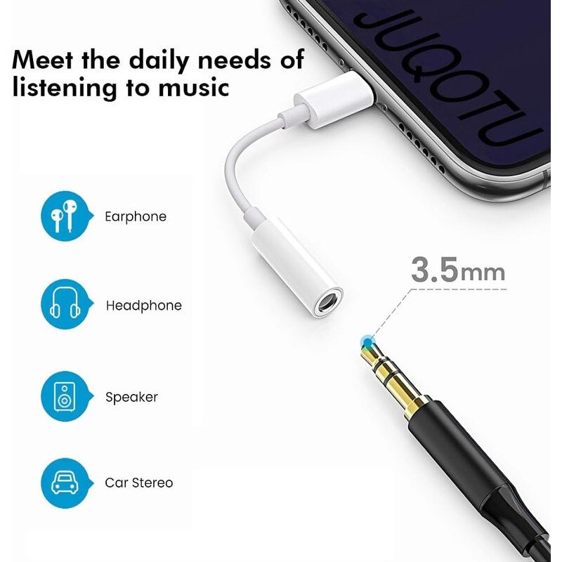 Adaptor jack lightning compatibil cu iPhone, jack 3.5 mm, pentru casti ...