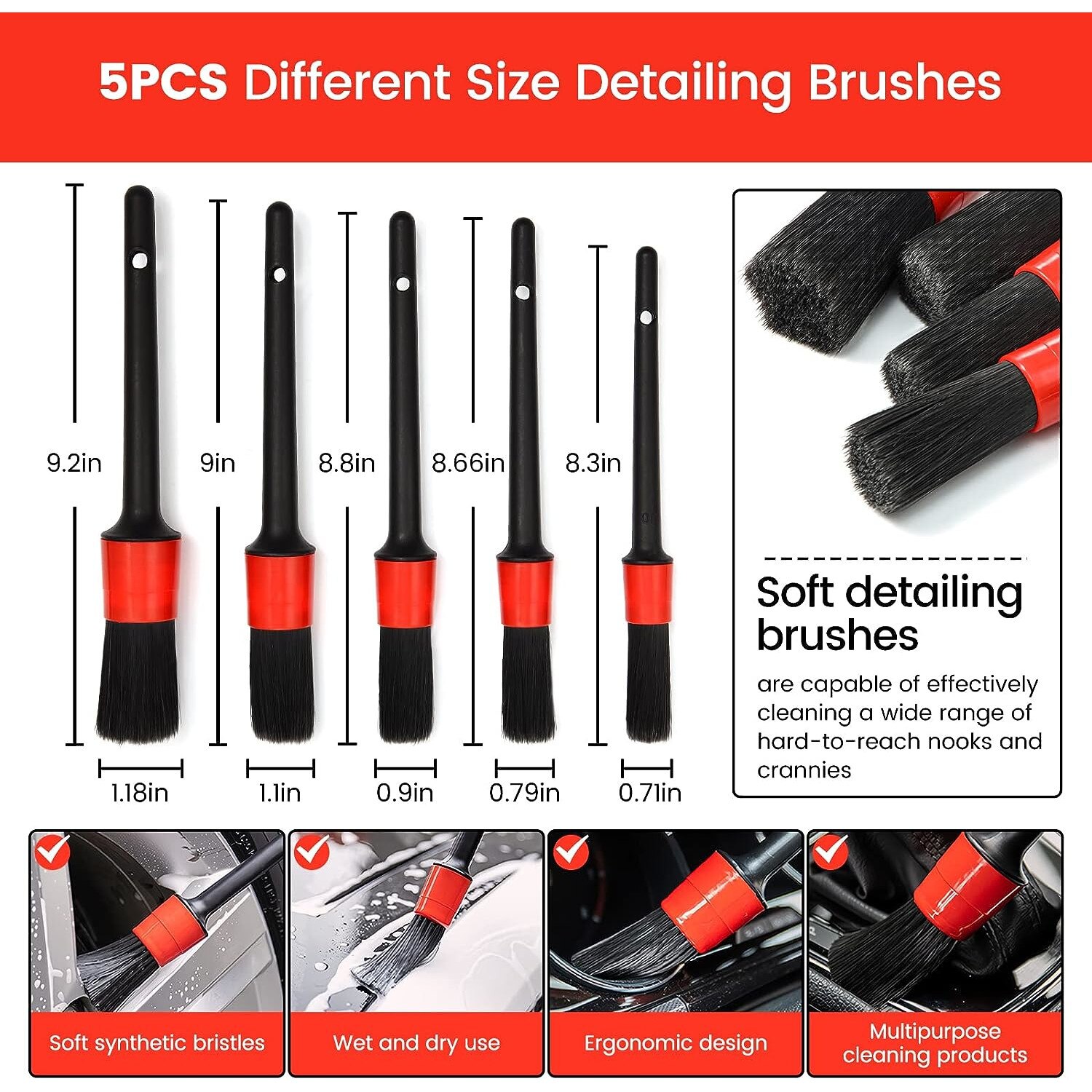 Set 18 kit spalare pentru Auto Profesional, Cafuneplus®, 5 x pensula, 3 ...