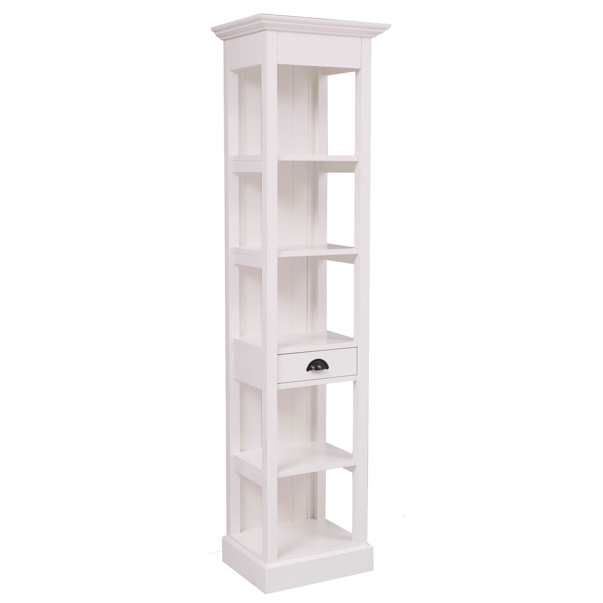 Raft cu 1 sertar, 3 polite, culoare alb murdar P039, vopsit, 100% lemn ...