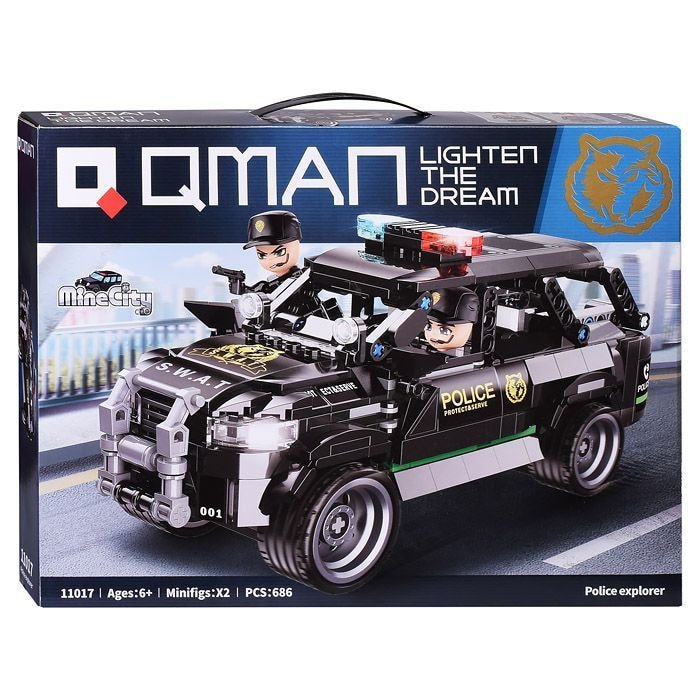 Set constructie, Qman, Mine City, Masina de politie, 686 piese - eMAG.ro