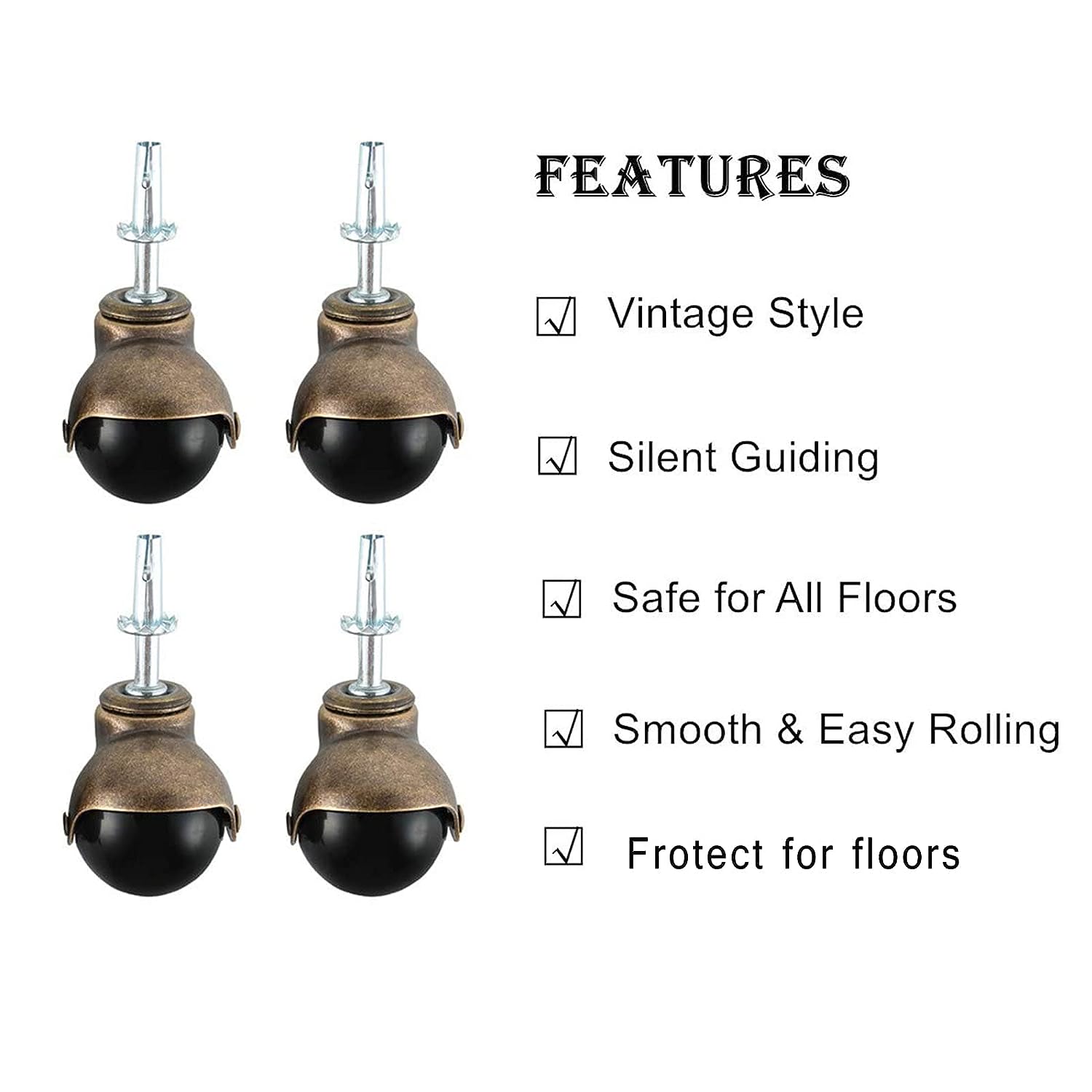 Set 4 Roti pentru mobilier, Sunmostar, 50mm, Maro/Negru - eMAG.ro