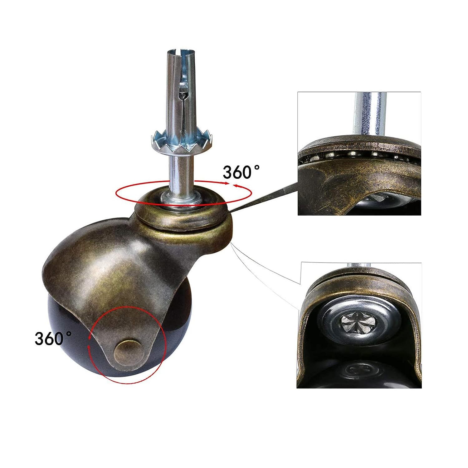 Set 4 Roti pentru mobilier, Sunmostar, 50mm, Maro/Negru - eMAG.ro