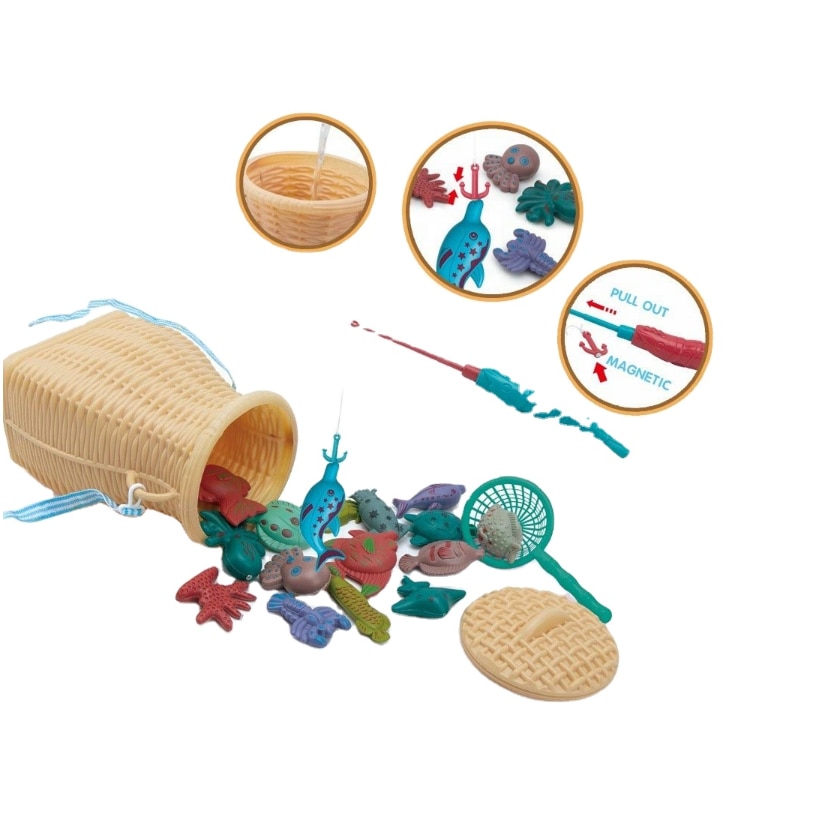 Joc de pescuit Pescarul cu cos, 2 undite, pestisori, 22x15cm - eMAG.ro