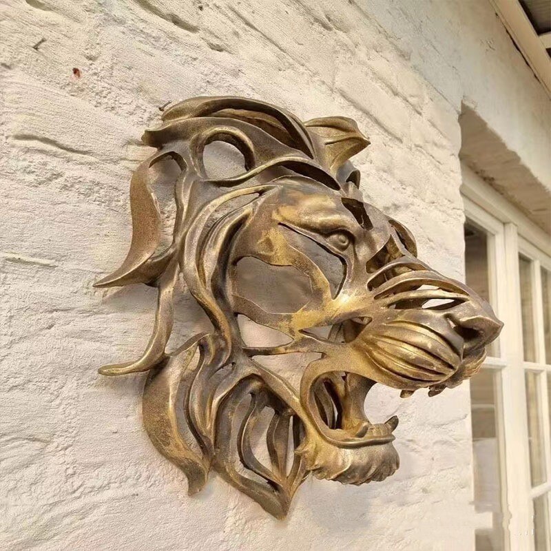 Cap de leu pentru perete, SUNMOSTAR, Rasina, Auriu - eMAG.ro