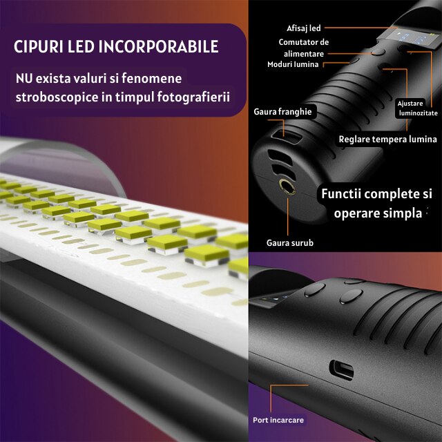 Lampa led cu 7 lumini RGB colorate, reincarcabil prin USB reglare ...