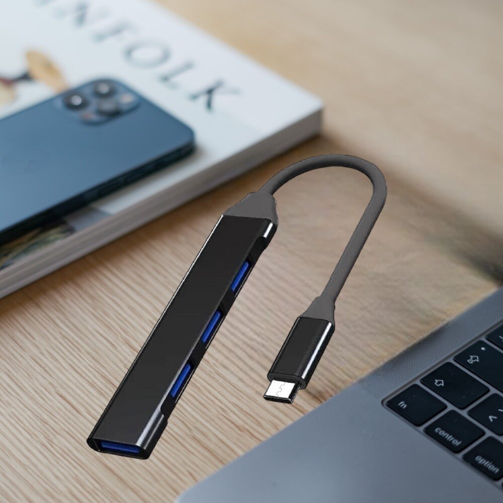 USB tip C portabil 4 in 1, pentru masina, multiport, compatibil cu ...