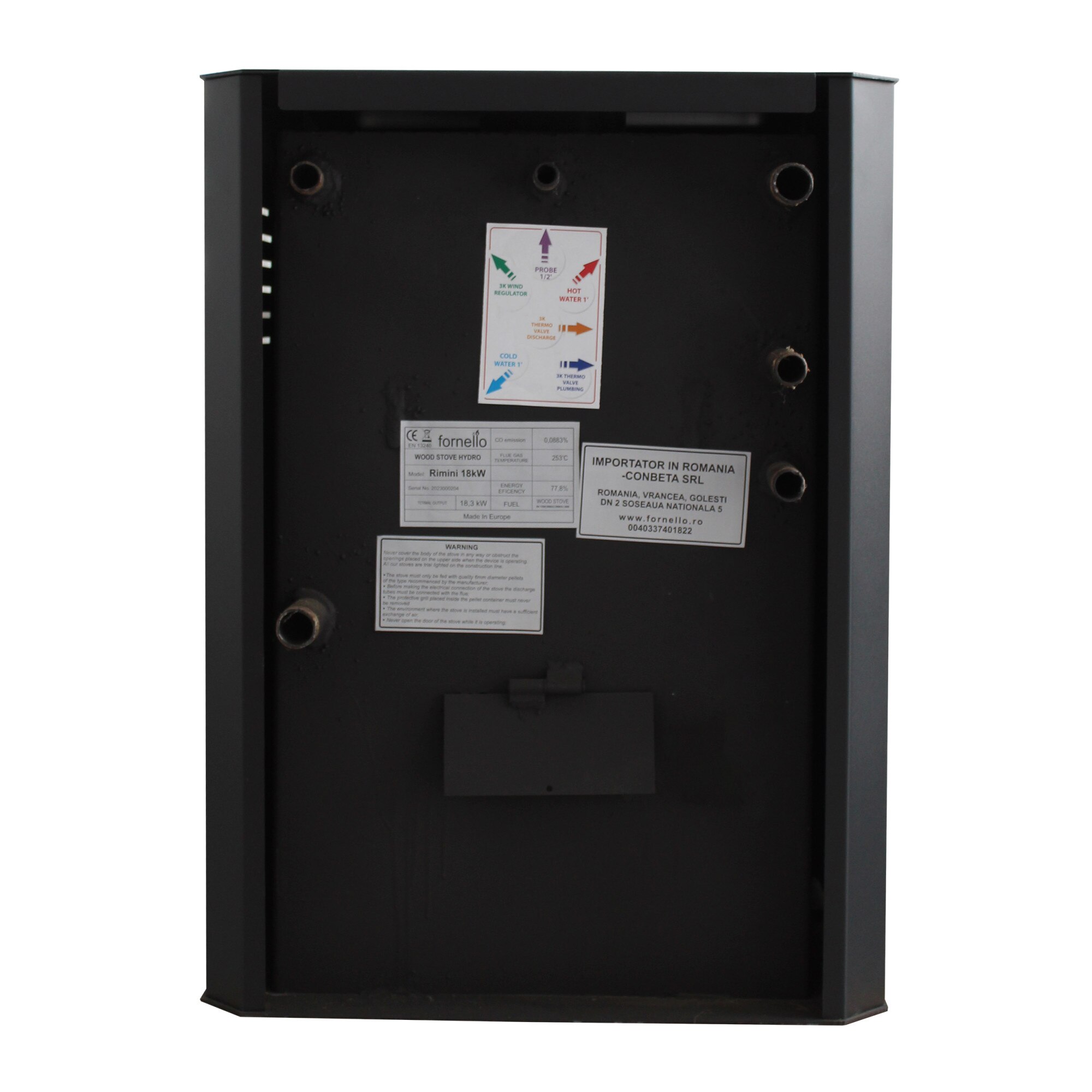 Set Centrala) pe lemne, brichete si carbune Fornello Rimini Black 18 kW ...