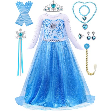 Costum Elsa Frozen, Cafuneplus®, Bagheta, Coronita, Manusi, cu 8 ...