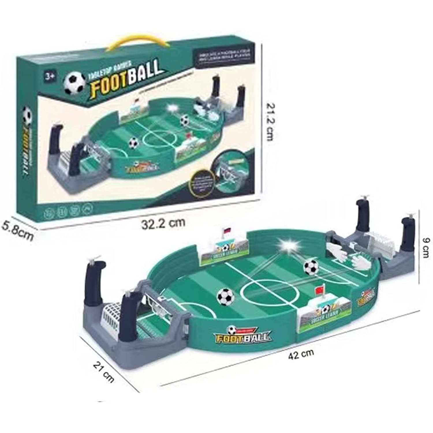 Mini joc fotbal de masa cu 6 mingi, longziming, 3 ani+, Verde - eMAG.ro