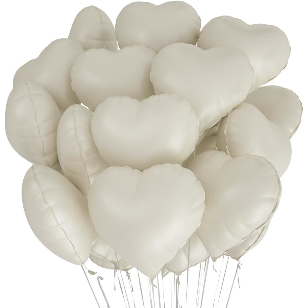 Set 10 baloane inima folie, culoare nude ivoir, 45cm diametru - eMAG.ro