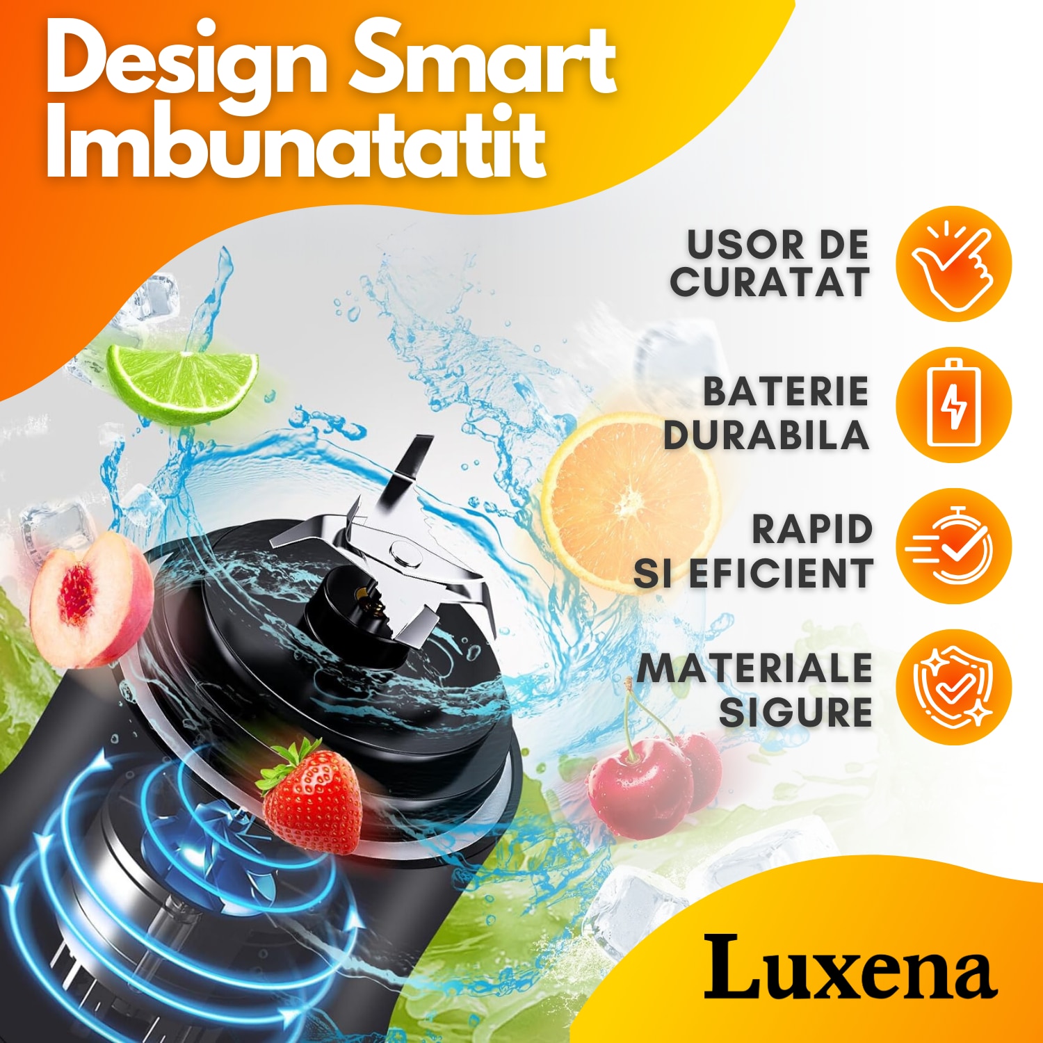 Blender portabil Luxena negru, compact, fara Bisphenol A ...