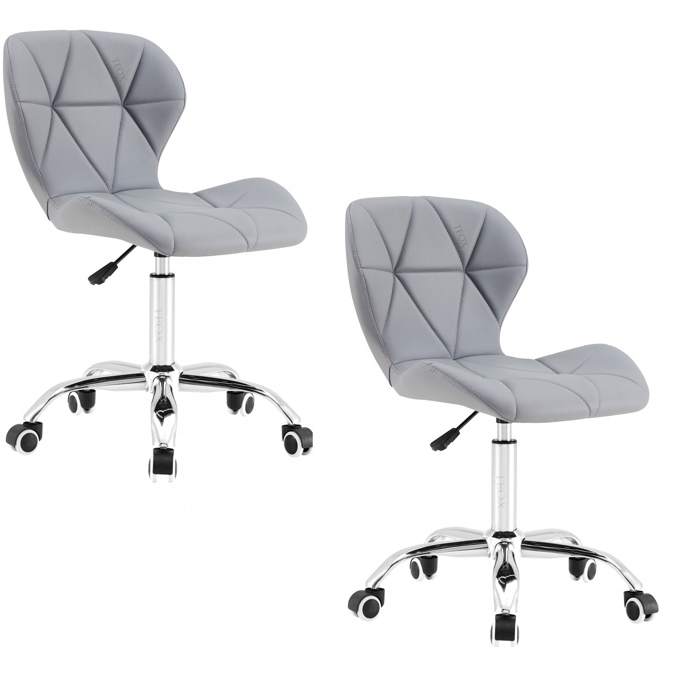 Set 2 scaune birou, salon, burete, moale, inaltime reglabila, gri, Teox ...