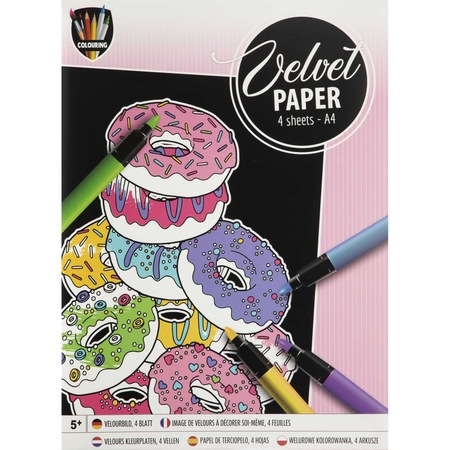 Set pictura 4 planse de colorat catifelate Velvet Paper 30x21 cm ...