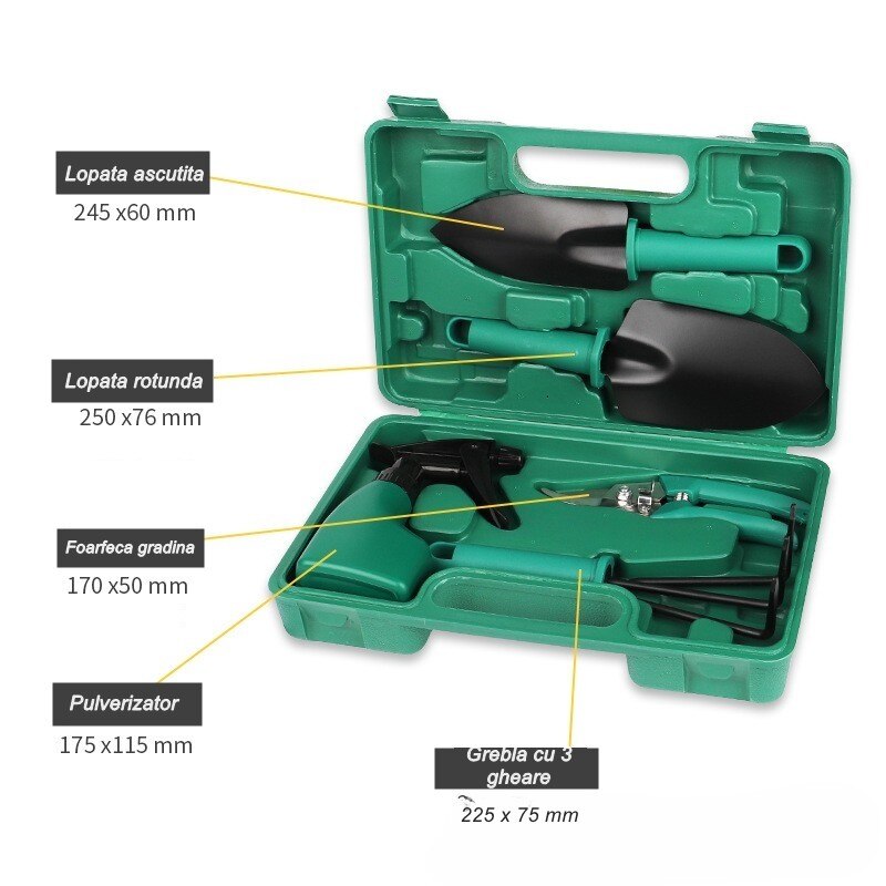 Set 5 accesorii pentru gradinarit Flippy, geanta depozitare inclusa ...