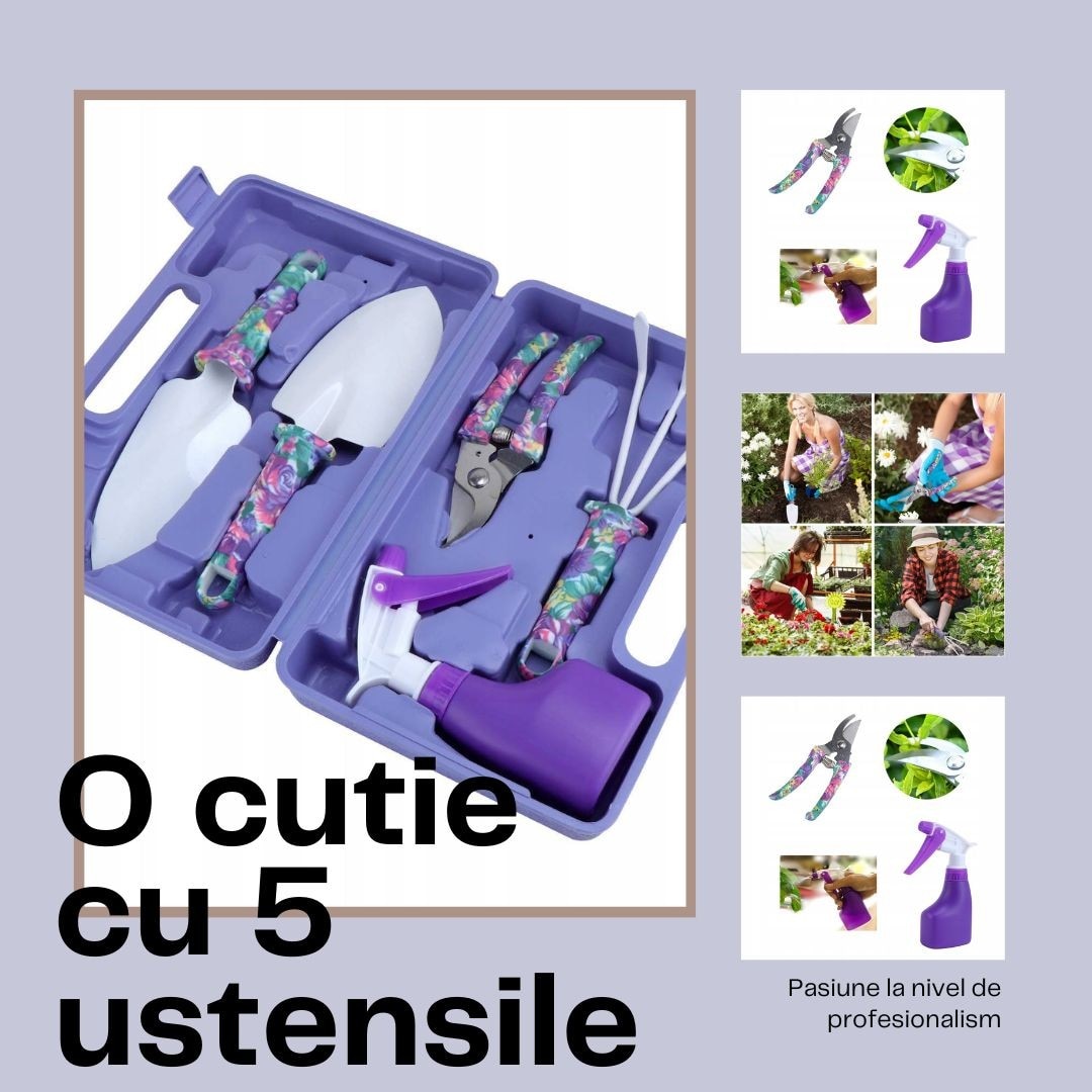 Set 5 accesorii pentru gradinarit Flippy, geanta depozitare inclusa ...