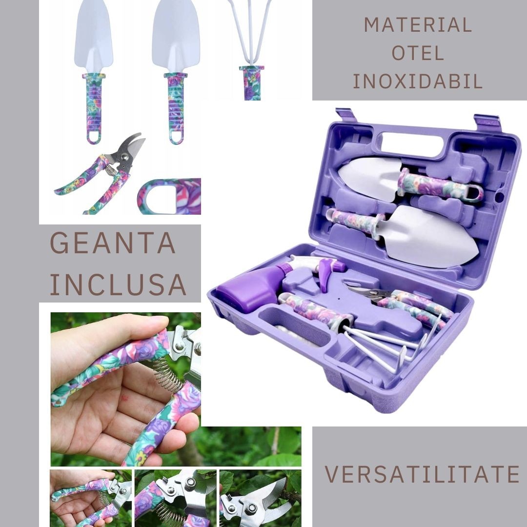 Set 5 accesorii pentru gradinarit Flippy, geanta depozitare inclusa ...
