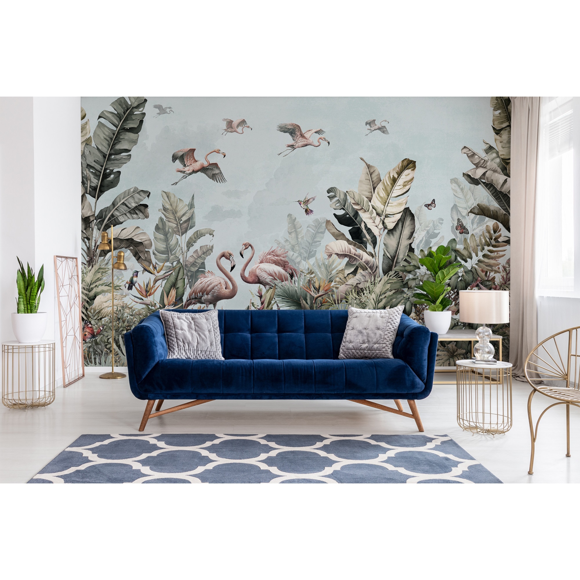 Fototape pasari tropicale, flamingo roz, plante exotice 360 cm x 240 cm ...