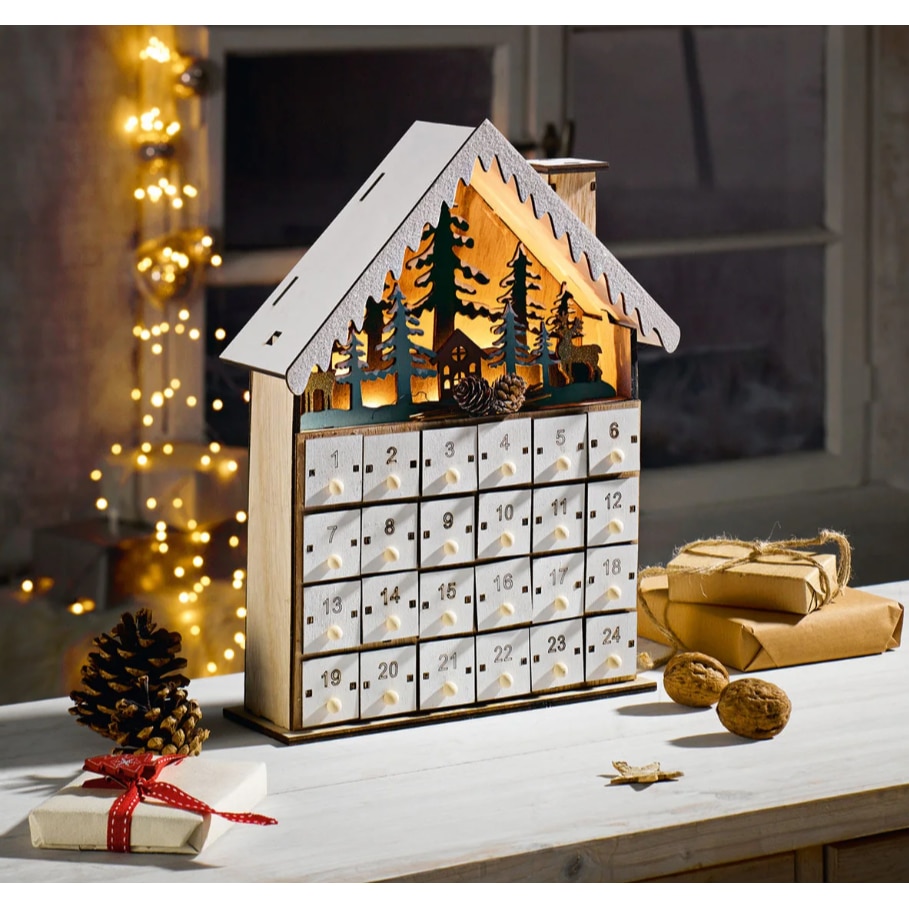 Calendar Advent model casuta cu led 24 x 32 x 8 cm - eMAG.ro