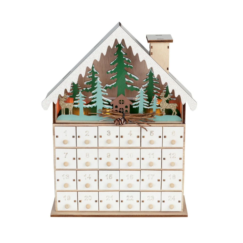 Calendar Advent model casuta cu led 24 x 32 x 8 cm - eMAG.ro