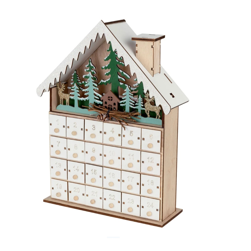 Calendar Advent model casuta cu led 24 x 32 x 8 cm - eMAG.ro