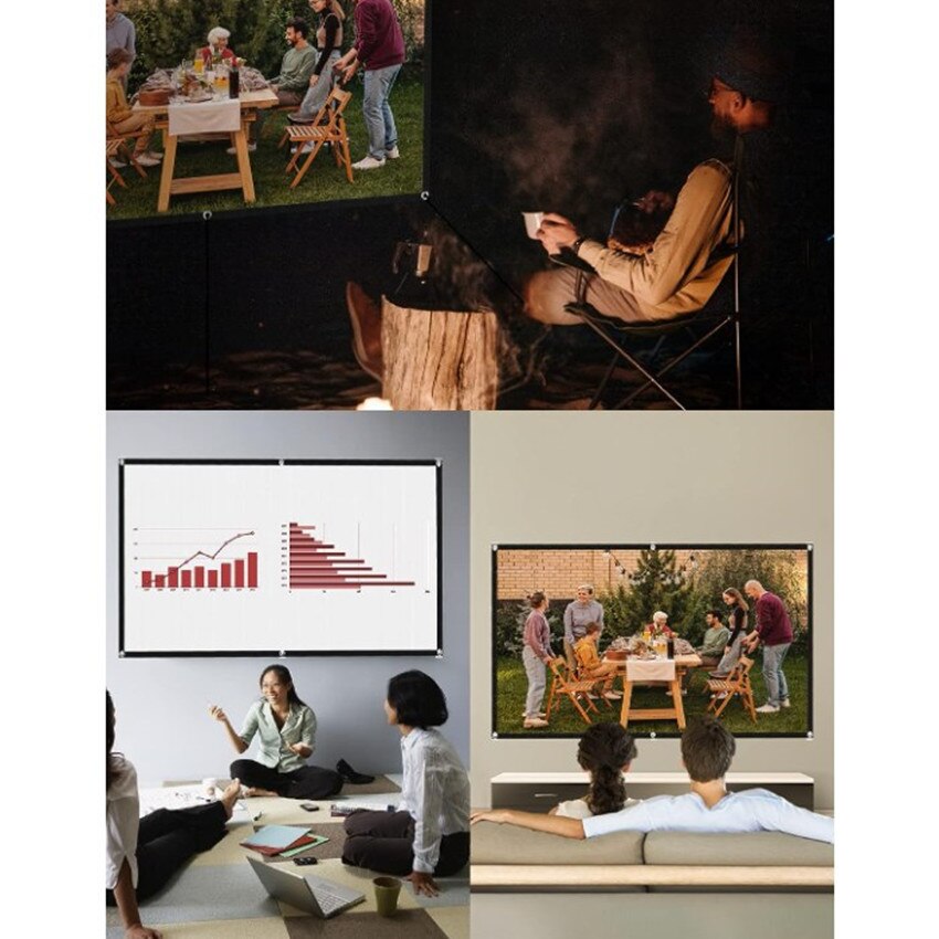 Ecran proiector portabil, BOMSTOM, Poliester, Pliabil, 16:9,120'', Alb ...