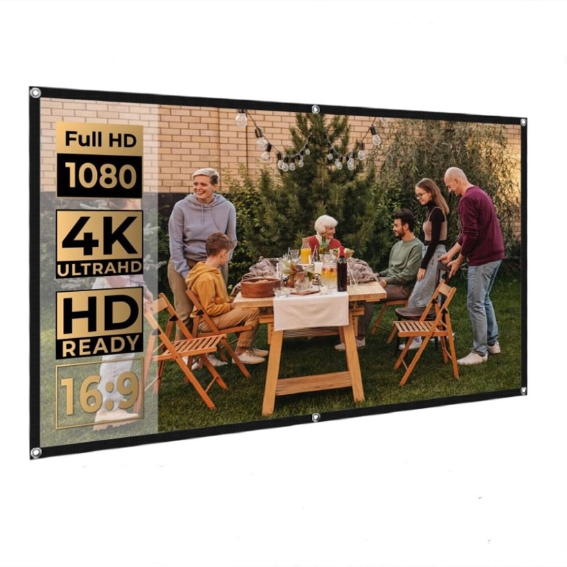 Ecran proiector portabil, BOMSTOM, Poliester, Pliabil, 16:9,120'', Alb ...