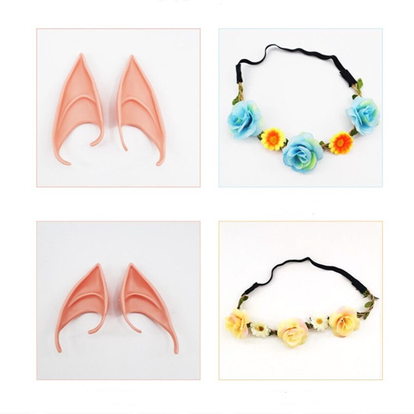 Set 2 perechi urechi de elf BOMSTOM latex, cu 2 ghirlande - eMAG.ro