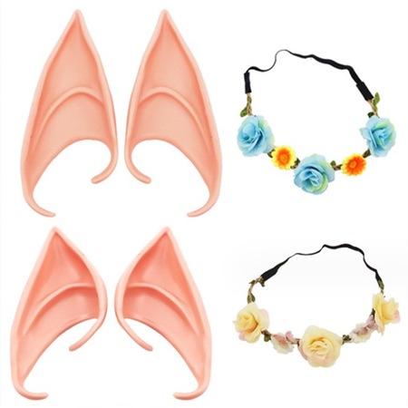 Set 2 perechi urechi de elf BOMSTOM latex, cu 2 ghirlande - eMAG.ro