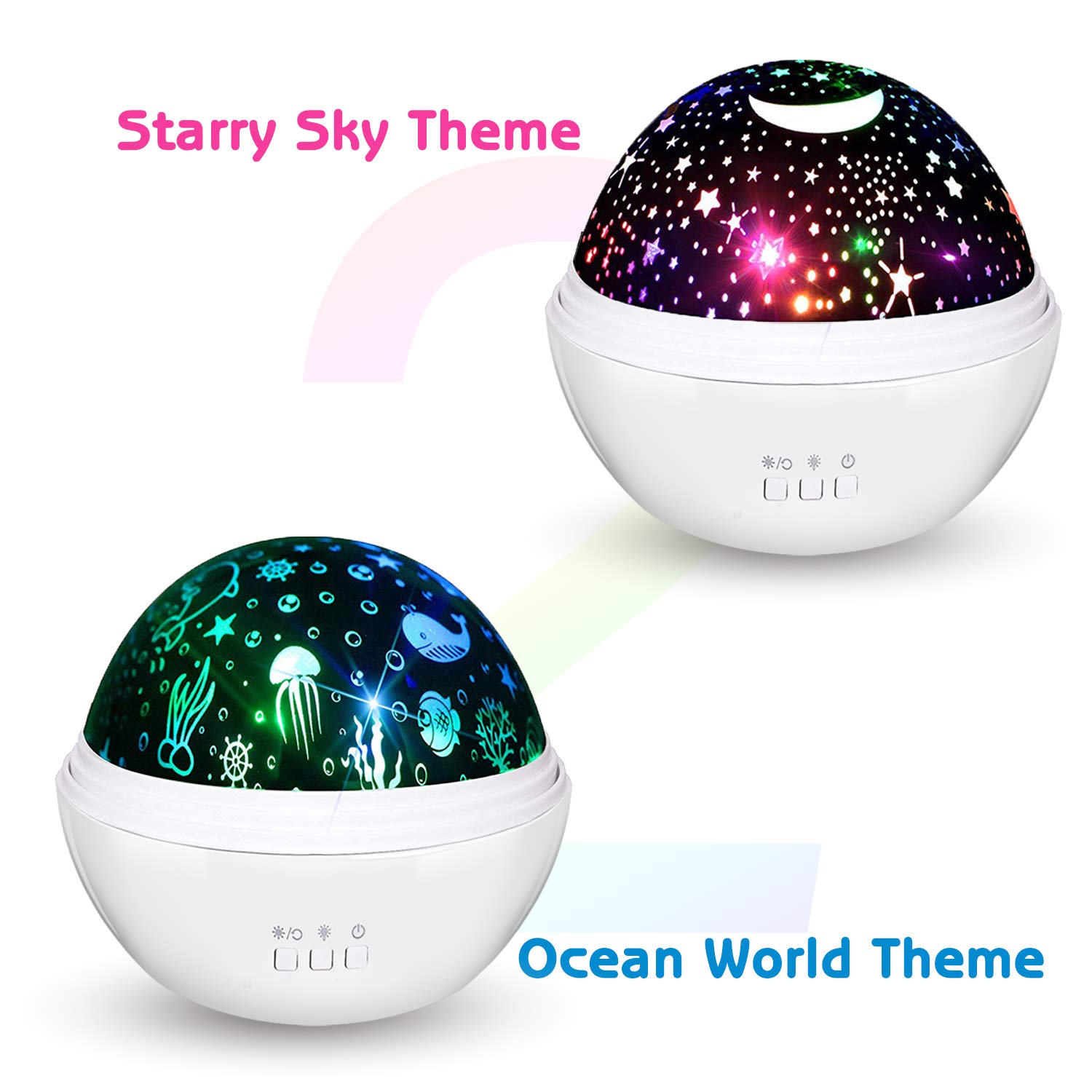 Lampa de veghe portabila pentru copii, cu proiector, 8 culori, lumina ...