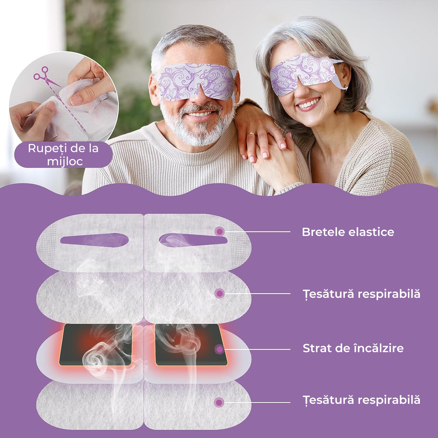 Masti pentru ochi Regal Bliss ® cu autoincalzire si ulei esential de ...