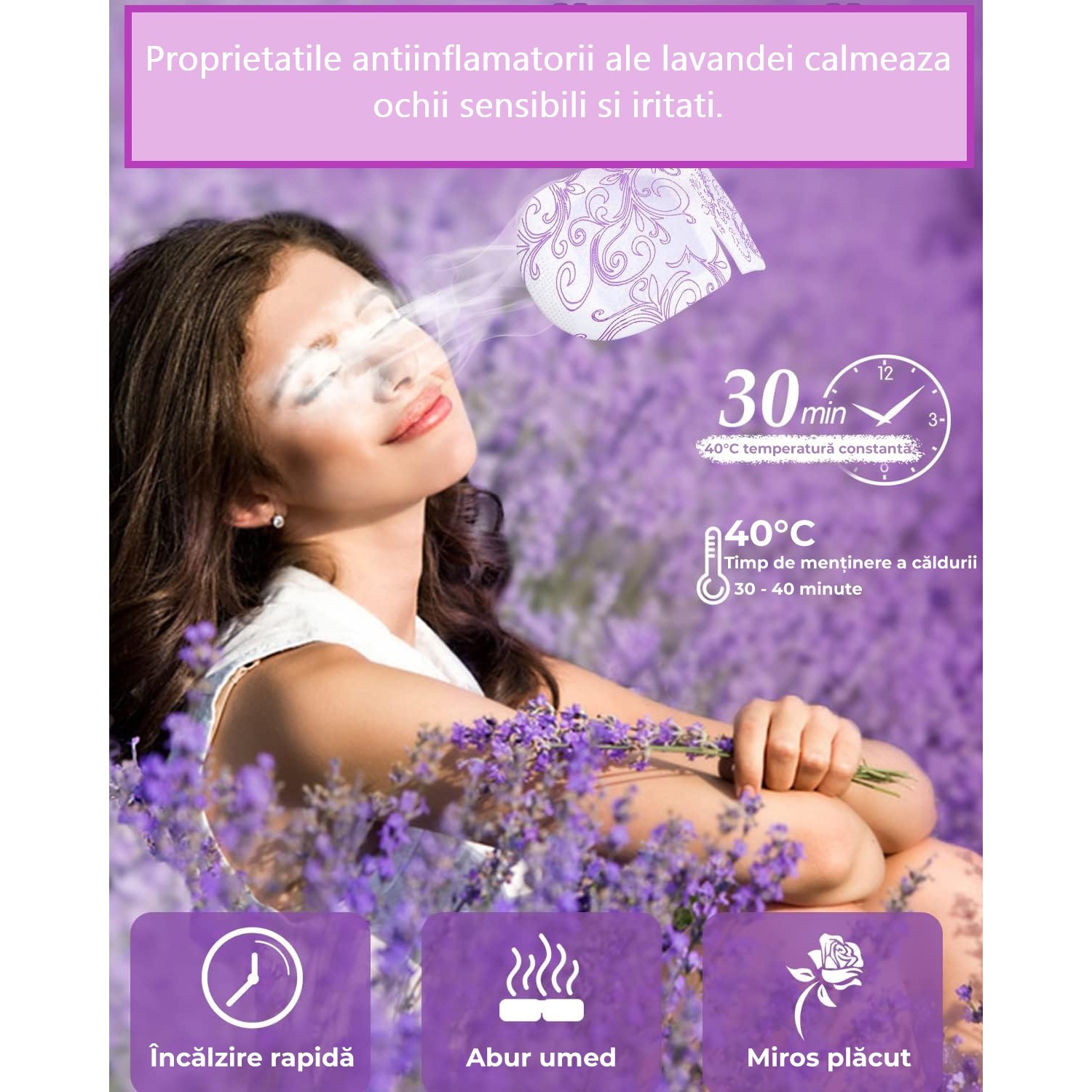 Masti pentru ochi cu autoincalzire si ulei esential de Lavanda, remediu ...